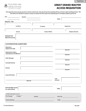 Fillable Online Great grand master access requisition - Facilities and ...
