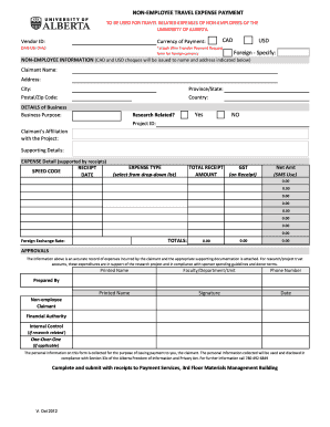 Fillable Online Non-Employee refund form (PDF) - University of Alberta Fax Email Print - pdfFiller