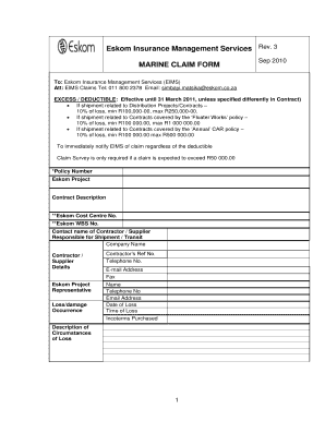 Fillable Online Eskom Insurance Management Services Rev Fax Email Print ...