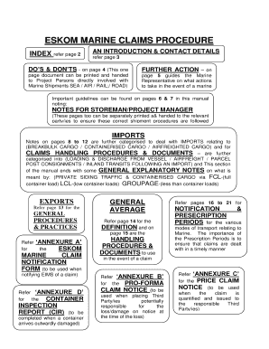 Fillable Online Marine-specific claims handling procedures - Eskom Fax ...
