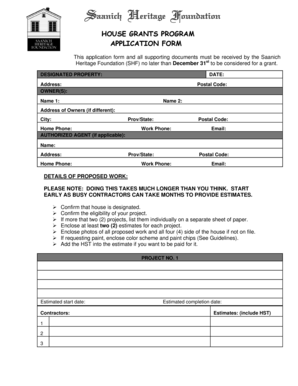 Fillable Online House Grant Application Form Fax Email Print - pdfFiller