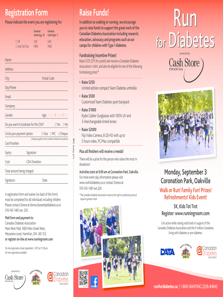 Fillable Online Run for Diabetes Registration Fax Email Print - pdfFiller