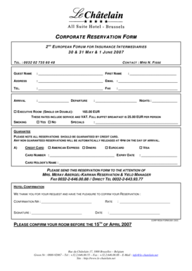 Fillable Online CORPORATE RESERVATION FORM Fax Email Print - pdfFiller