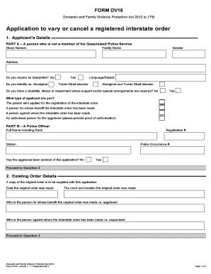 Fillable Online courts qld gov Form DV16 - Application to vary or ...