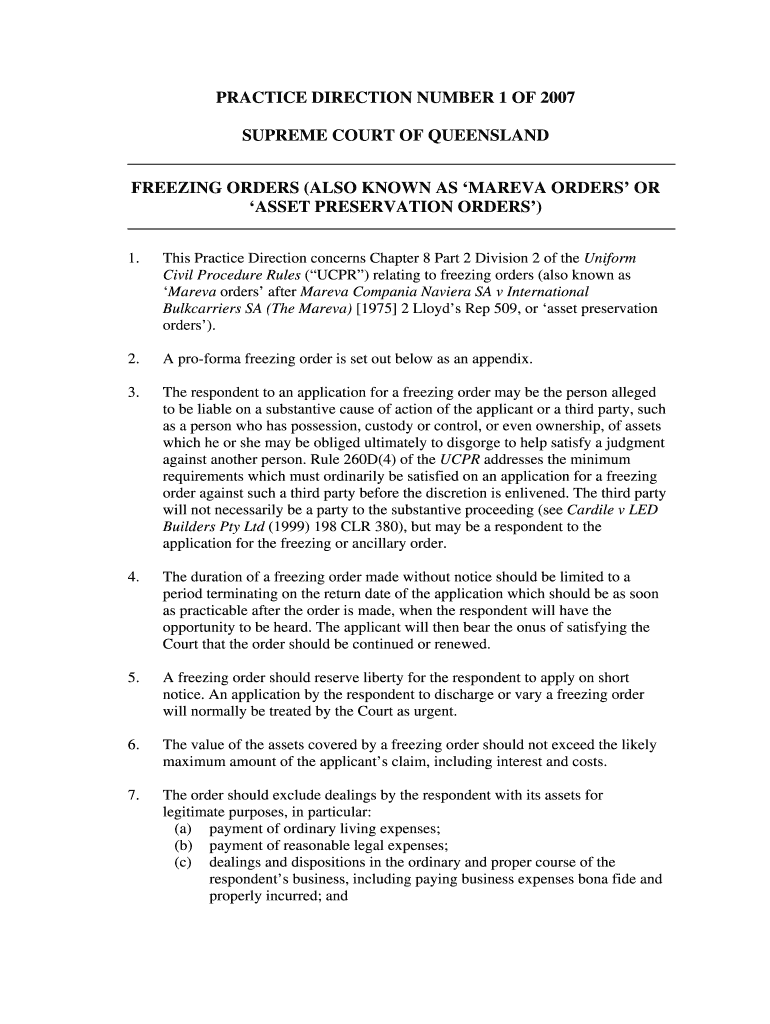 Fillable Online Freezing Orders (Mareva Orders) Fax Email Print - pdfFiller