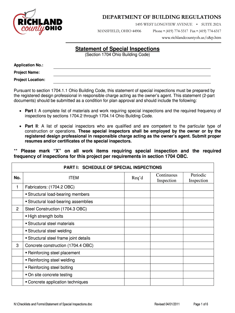 Fillable Online Instructions for Completing a Statement of Special ...