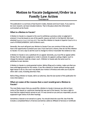 Fillable Online washingtonlawhelp Motion to Vacate JudgmentOrder in a ...