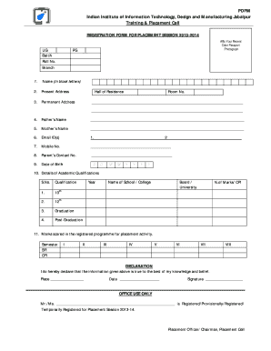 Fillable Online placement iiitdmj ac iiitdm jbp undertaking format Fax Email Print - pdfFiller