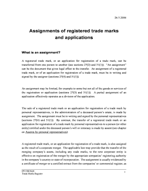 Fillable Online Assignments of registered trade marks Fax Email Print ...