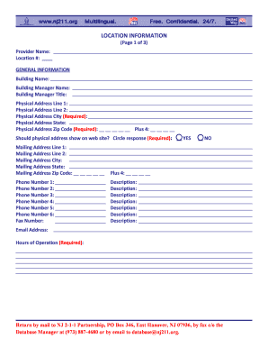 Fillable Online nj211 Location Form - NJ211 Fax Email Print - pdfFiller