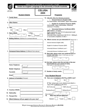 Fillable Online Centre for English Language in the University of South ...