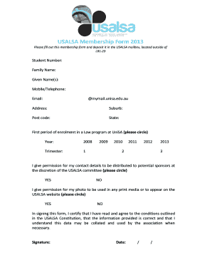 Fillable Online USALSA Membership Form 2011 Fax Email Print - pdfFiller