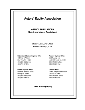Fillable Online actorsequity AEA Agency Regulations Rule A and Interim ...