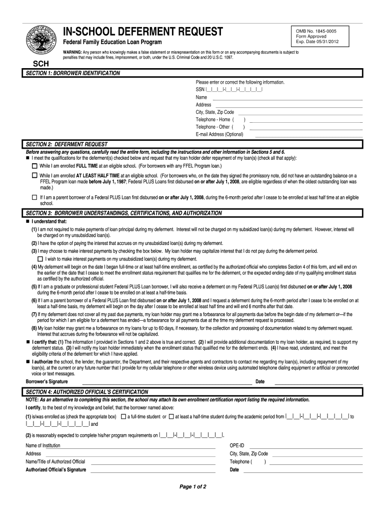 Fillable Online In-School Deferment Request Fax Email Print - pdfFiller