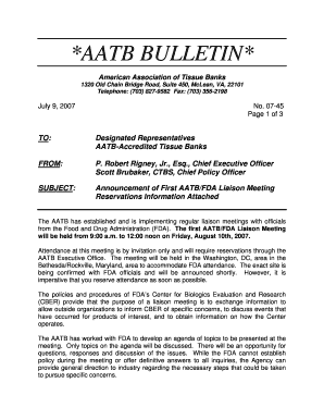 Fillable Online aatb AATB BULLETIN - American Association of Tissue ...