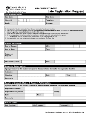 Fillable Online smu Late Registration Request Fax Email Print - pdfFiller