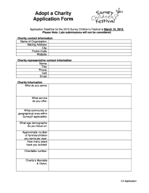 Fillable Online Adopt a Charity Application Guidelines - City of Surrey ...
