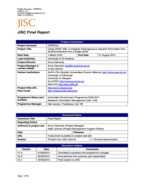 Fillable Online jisc ac Project Acronym CRISPool - jisc ac Fax Email Print - pdfFiller