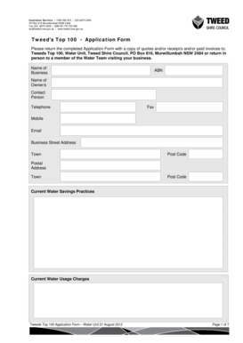 Fillable Online Tweed's Top 100 Application Form - Tweed Shire Council Fax Email Print - pdfFiller