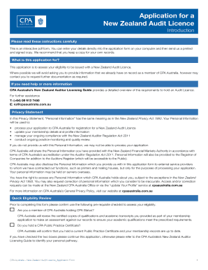 Fillable Online cpaaustralia com Application for a New Zealand Audit ...