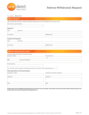 Fillable Online Redraw form - one direct Fax Email Print - pdfFiller