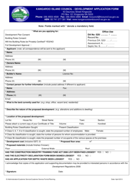 Fillable Online Development application form - Kangaroo Island Council - SA.gov.au Fax Email ...