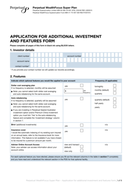 Fillable Online Application for Additional Investment & Features form - Perpetual Fax Email ...
