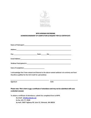 Fillable Online Webinar completion form Fax Email Print - pdfFiller