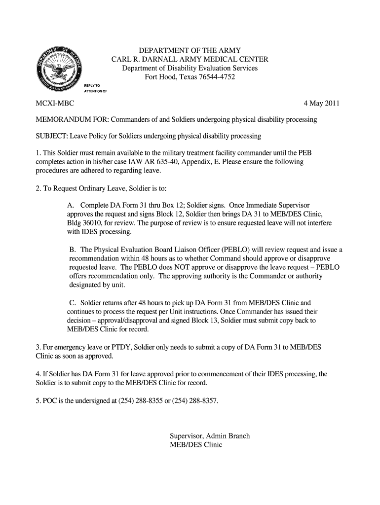Fillable Online Leave Policy for Soldiers undergoing physical ...