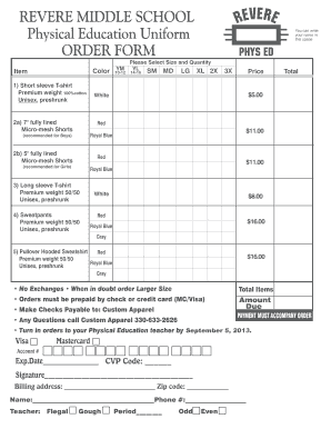Fillable Online Revere Phys Ed form - edited - Revere Local Schools Fax ...