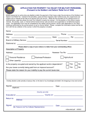 Fillable Online kcttc co kern ca Application for Tax Relief for ...