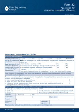 Fillable Online Form 22 Application for renewal or restoration of ...