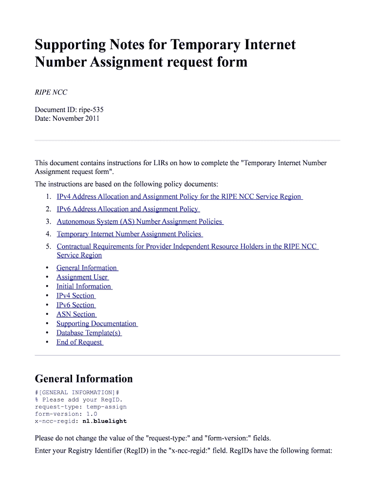 Fillable Online Temporary Internet Number Assignment Request Fax Email Print - pdfFiller
