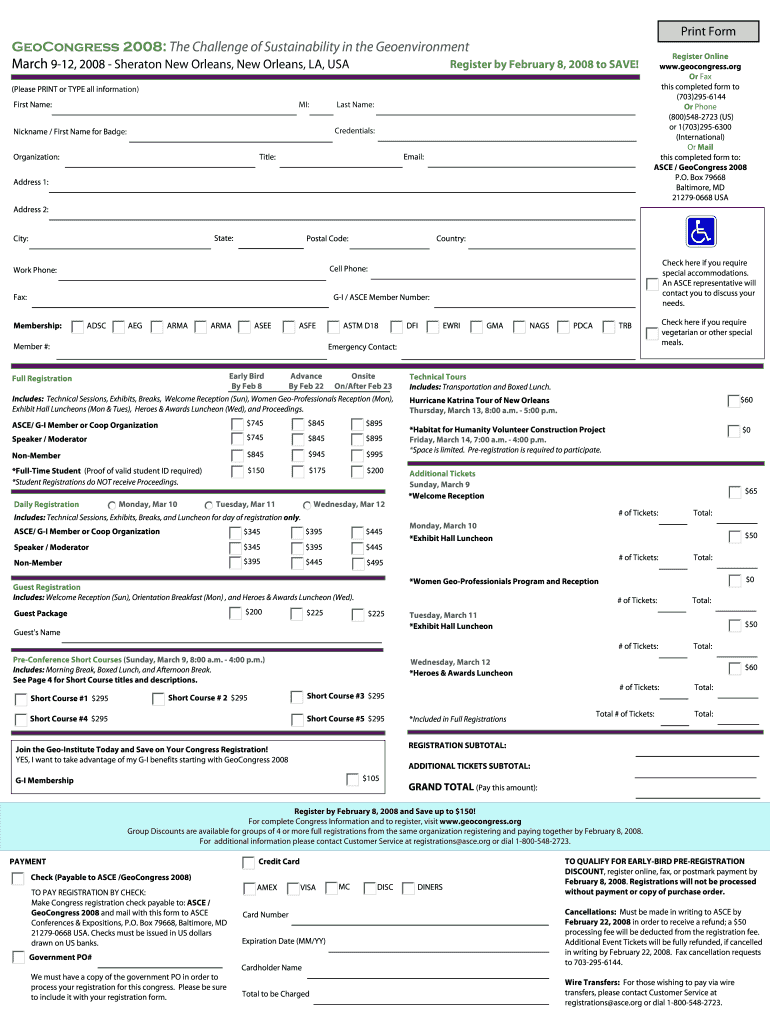 Fillable Online GeoCongress 2008: The Challenge of Sustainability in ...