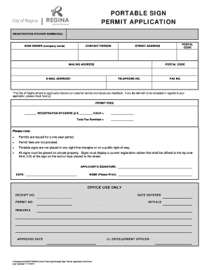 Portable Sign Permit Application City Of Regin - Fill Online, Printable ...