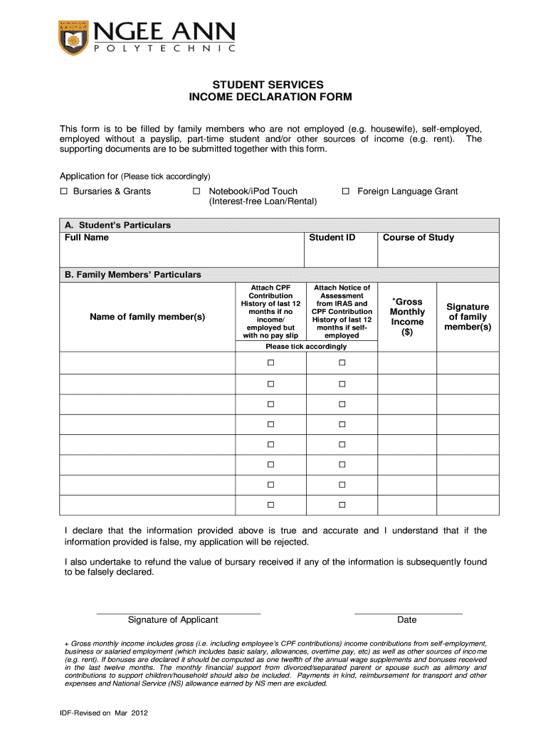 Income Declaration Form Fill Online Printable Fillable Blank 