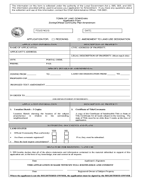 Fillable Online TOWN OF LAKE COWICHAN Application Form Zoning/Official ...