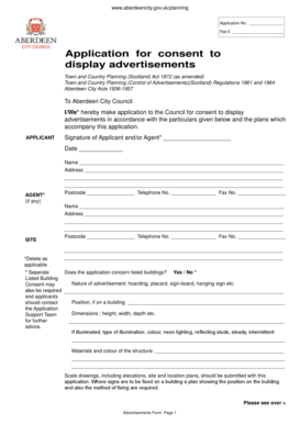 Fillable Online Application for consent to display advertisements ...