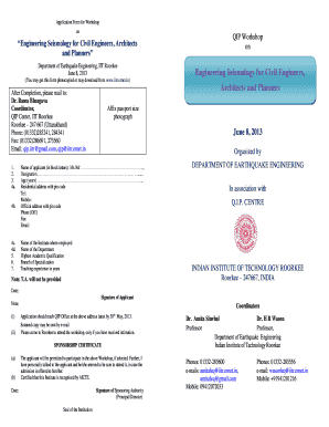 Fillable Online iitr ac iit roorkee workshop online form Fax Email ...