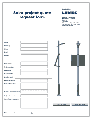 Fillable Online Solar project quote request form Fax Email Print ...