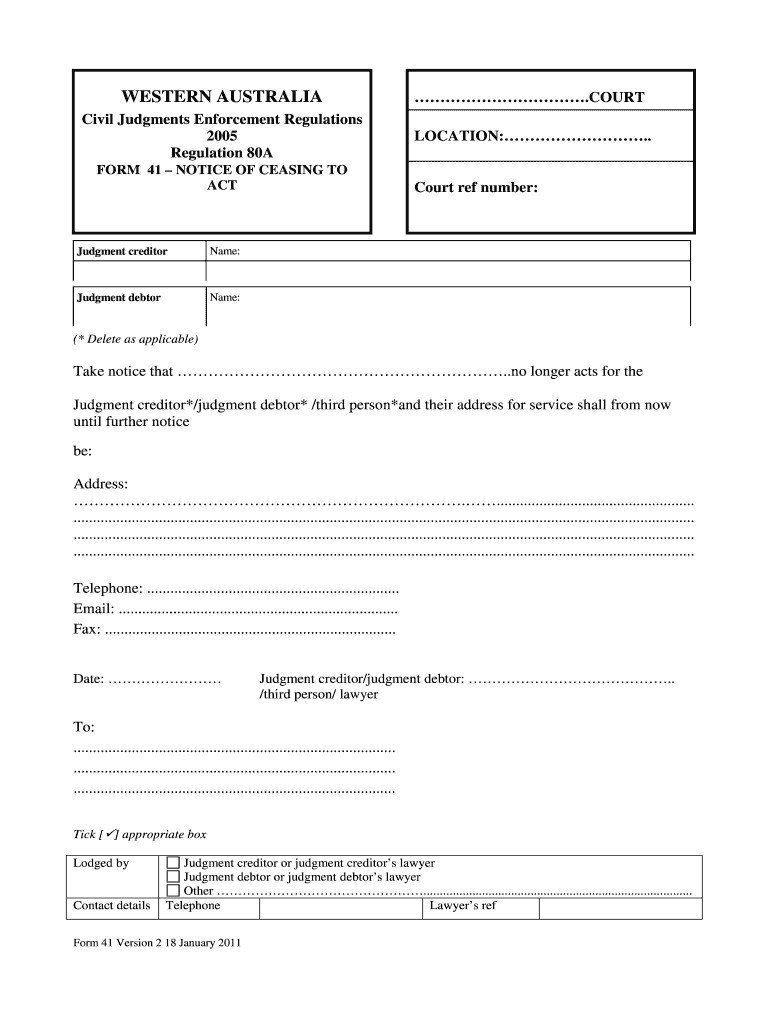 Fillable Online Notice of Ceasing to Act Fax Email Print - pdfFiller