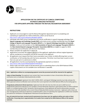 Fillable Online asha BApplicationb for CCC-SLP - American Speech ...
