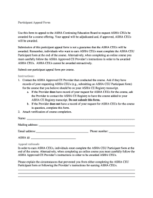 Fillable Online asha CE Participant Appeal Form Fax Email Print - pdfFiller