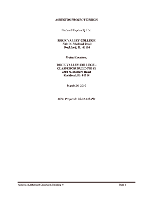 Fillable Online rockvalleycollege ASBESTOS PROJECT DESIGN Prepared ...