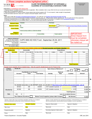 Fillable Online CUPE 3903 Ad Hoc Costs Fund Sept 2011 Claim for ...
