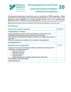 Fillable Online stroud gov Planning Application Check Sheet Lawful ...