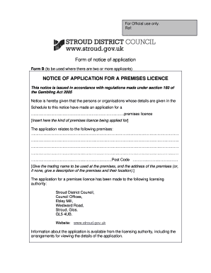 Fillable Online stroud gov Form of notice of application NOTICE OF ...