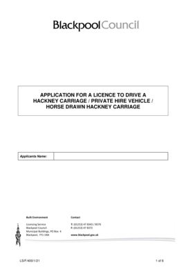 Fillable Online APPLICATION FOR A LICENCE TO DRIVE A HACKNEY ... Fax ...