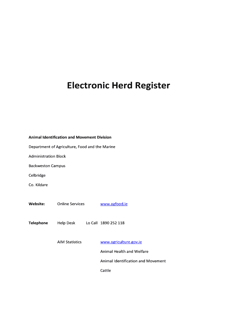 Fillable Online Electronic Herd Register Fax Email Print - pdfFiller