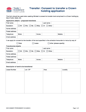 Fillable Online lpma nsw gov Transfer Consent to transfer a Crown ...